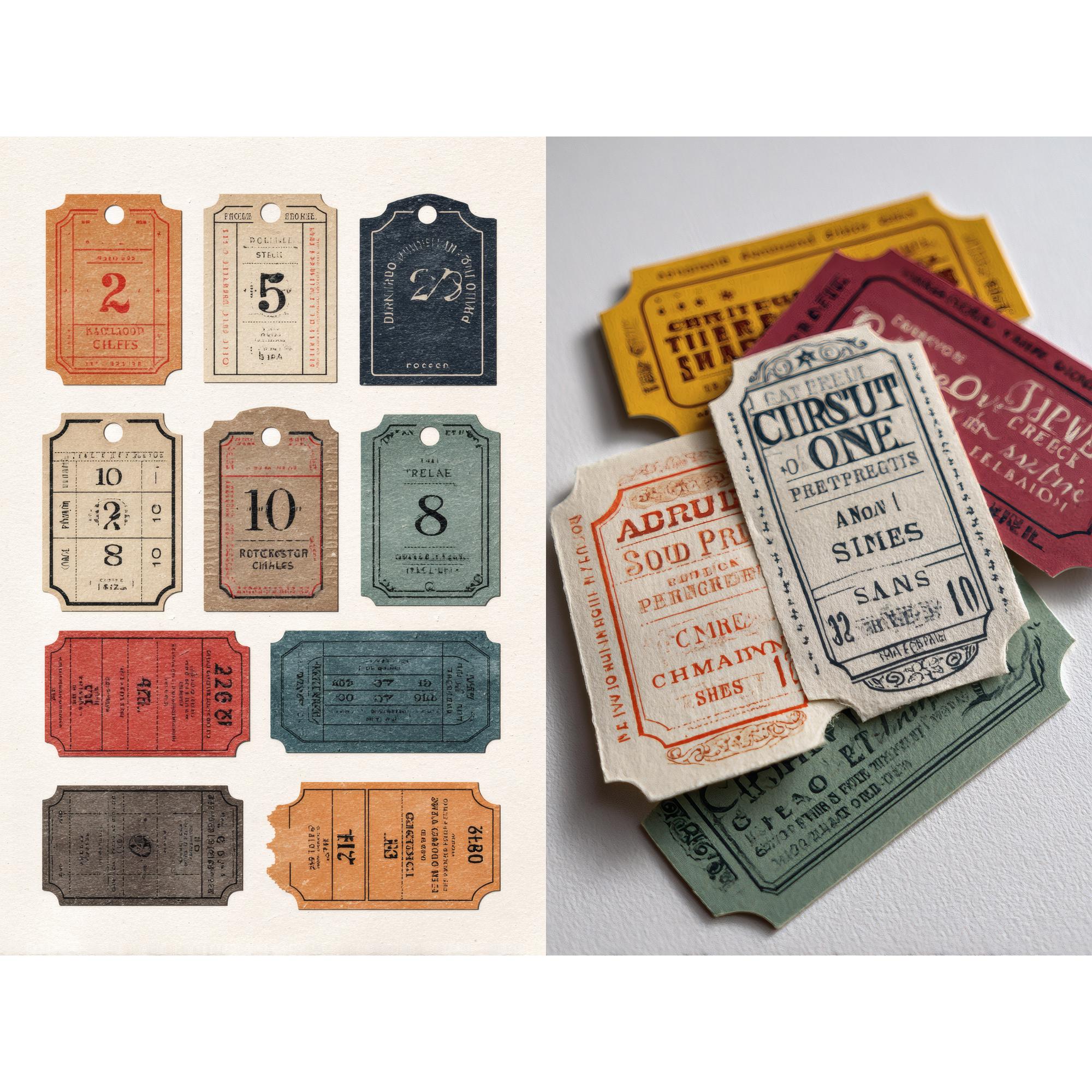 Printable Vintage Raffle Tickets Collage Sheet With Price Stubs and ...