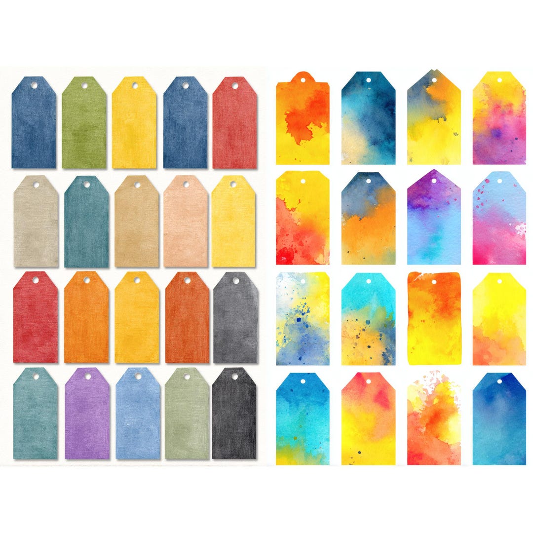 Watercolor Paper Tags Printable Pastel Vintage Retro Style Journaling ...