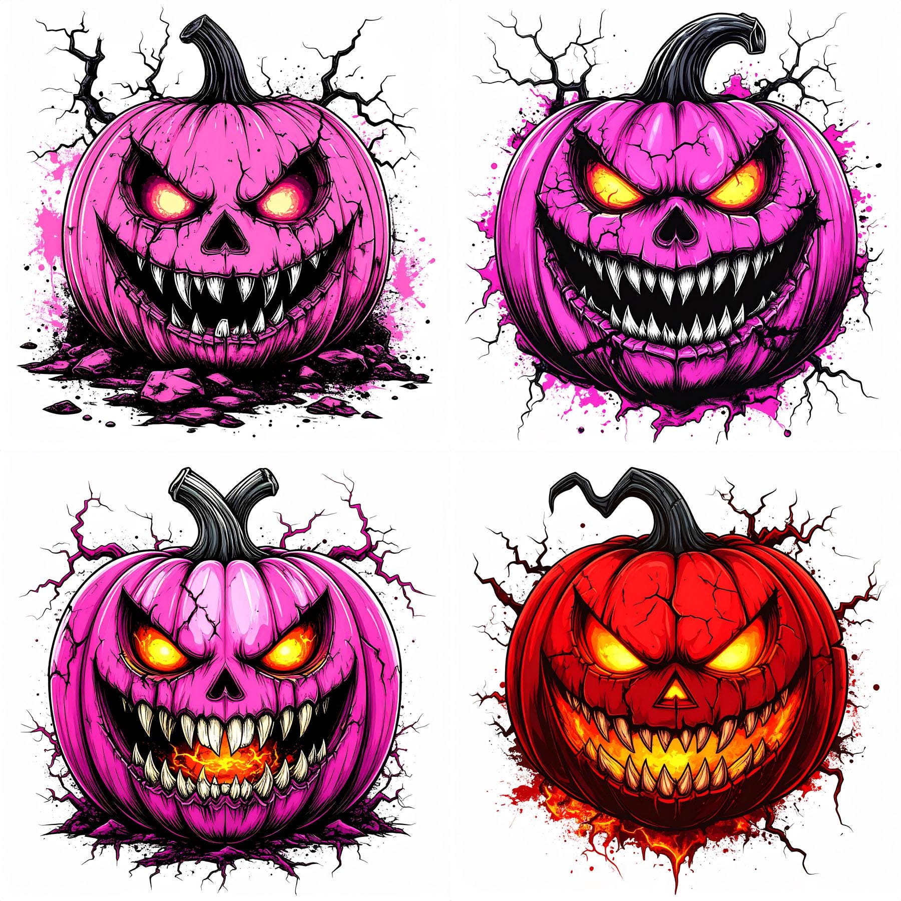 Monster Pumpkin Clipart With Glowing Eyes and Mouth Creepy Horror ...