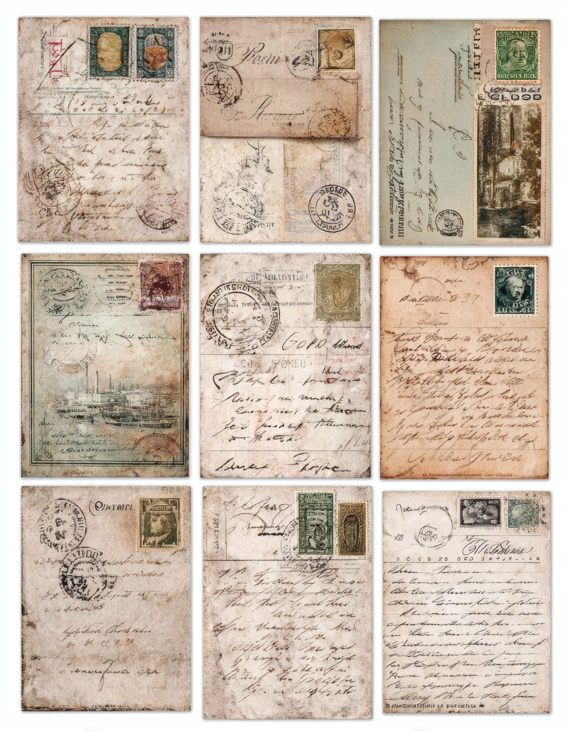 Postcards and Letters for Junk Journals, Printable Ephemera Sheet ...