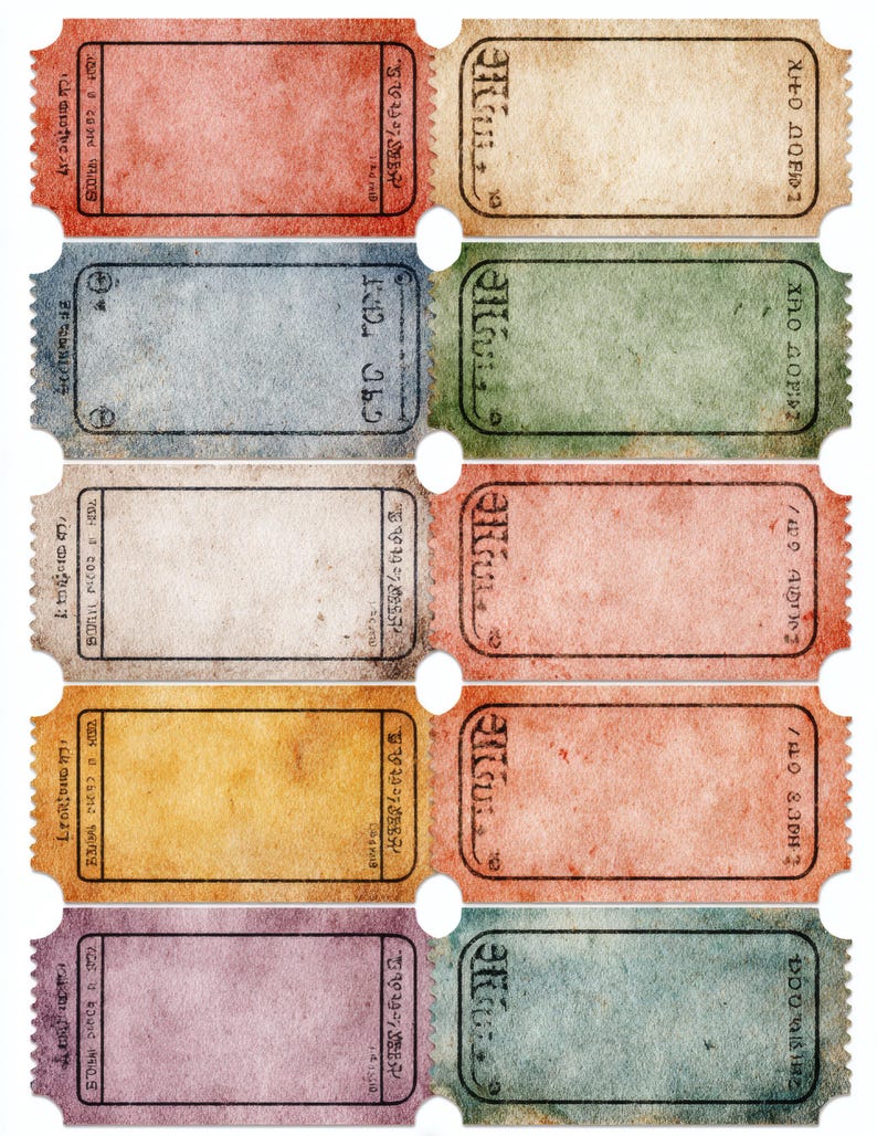 Ticket Bundle for Junk Journals, Printable Ephemera Tags and Labels ...