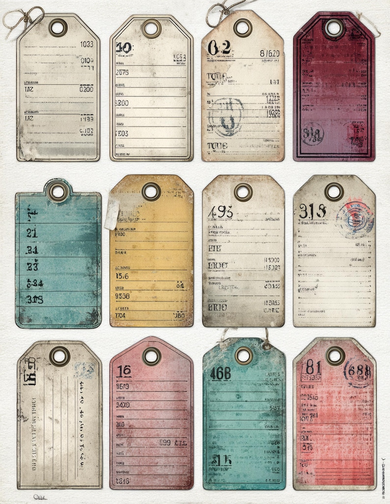 Vintage Price Tag Ephemera Printable, Antique Tag Collage Sheet, Junk ...