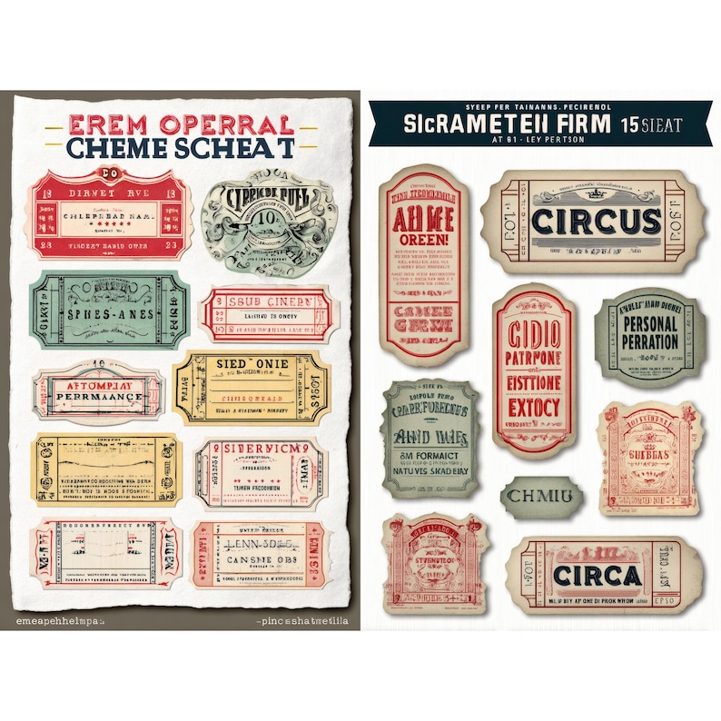 Printable Vintage Raffle Tickets Collage Sheet With Price Stubs and ...