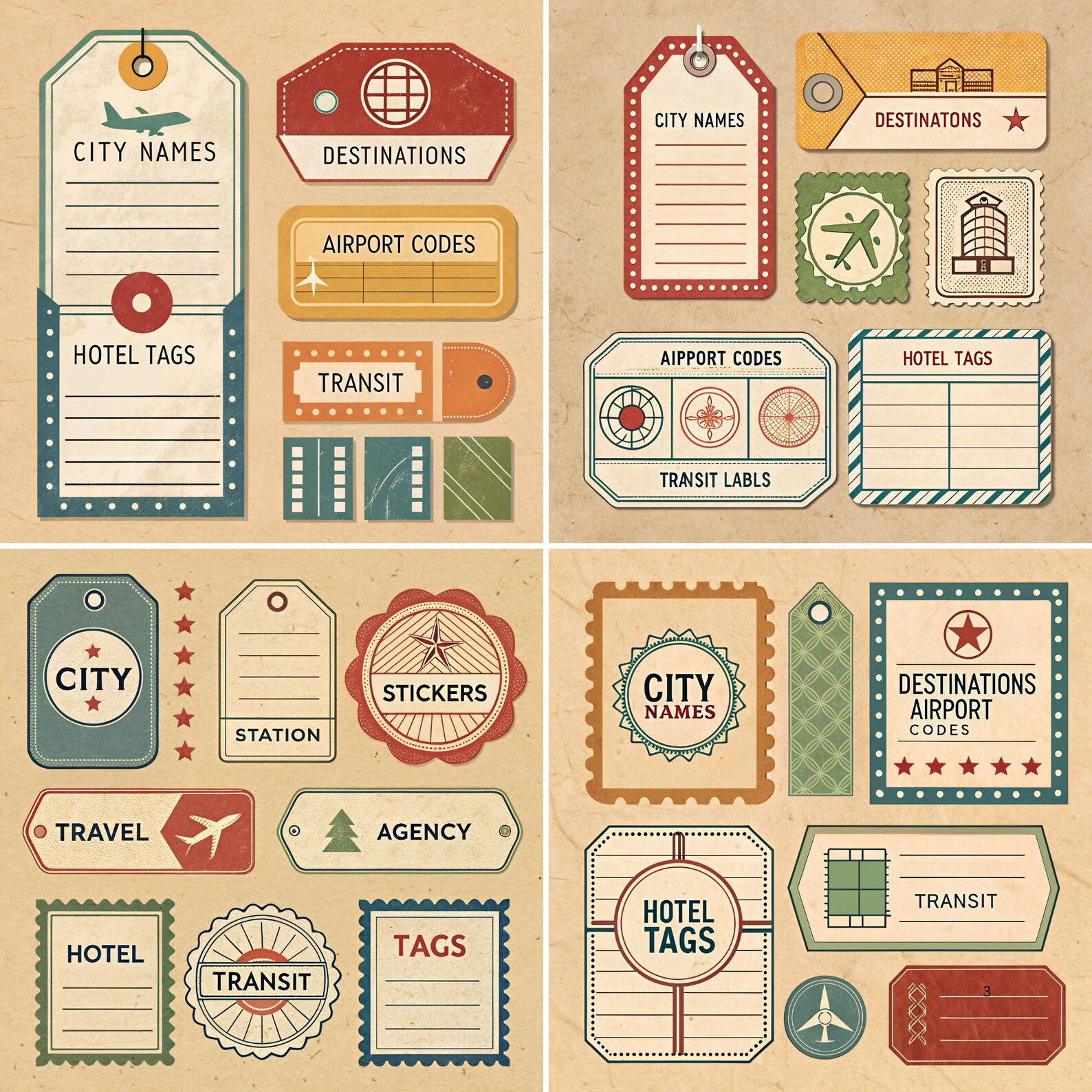 Vintage Travel Labels Printable | 90+ Retro Ephemera Stickers | Junk ...