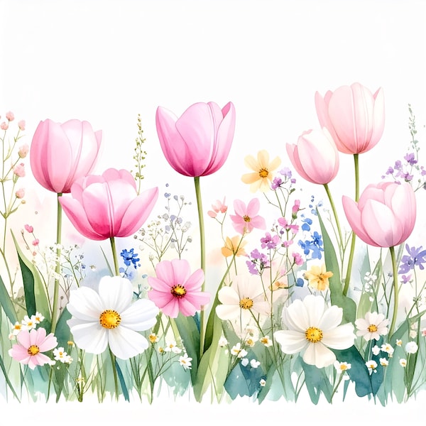 Tulip Wallpaper - Etsy UK