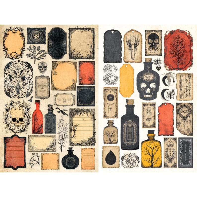 Halloween Potion Labels Printable Witchy Apothecary Tags Vintage ...