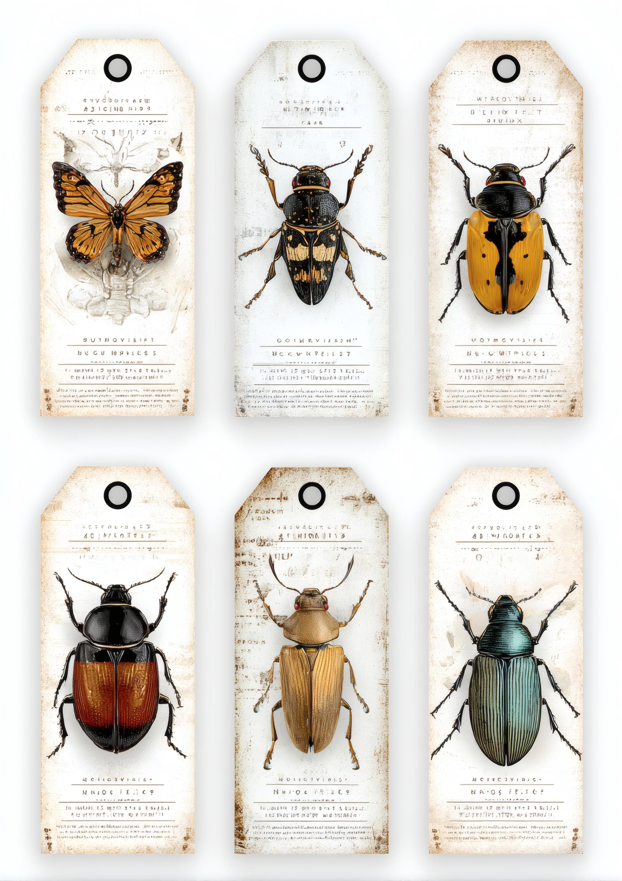 Insect Pocket Labels Printable, Bug Journal Labels, Vintage Insect ...