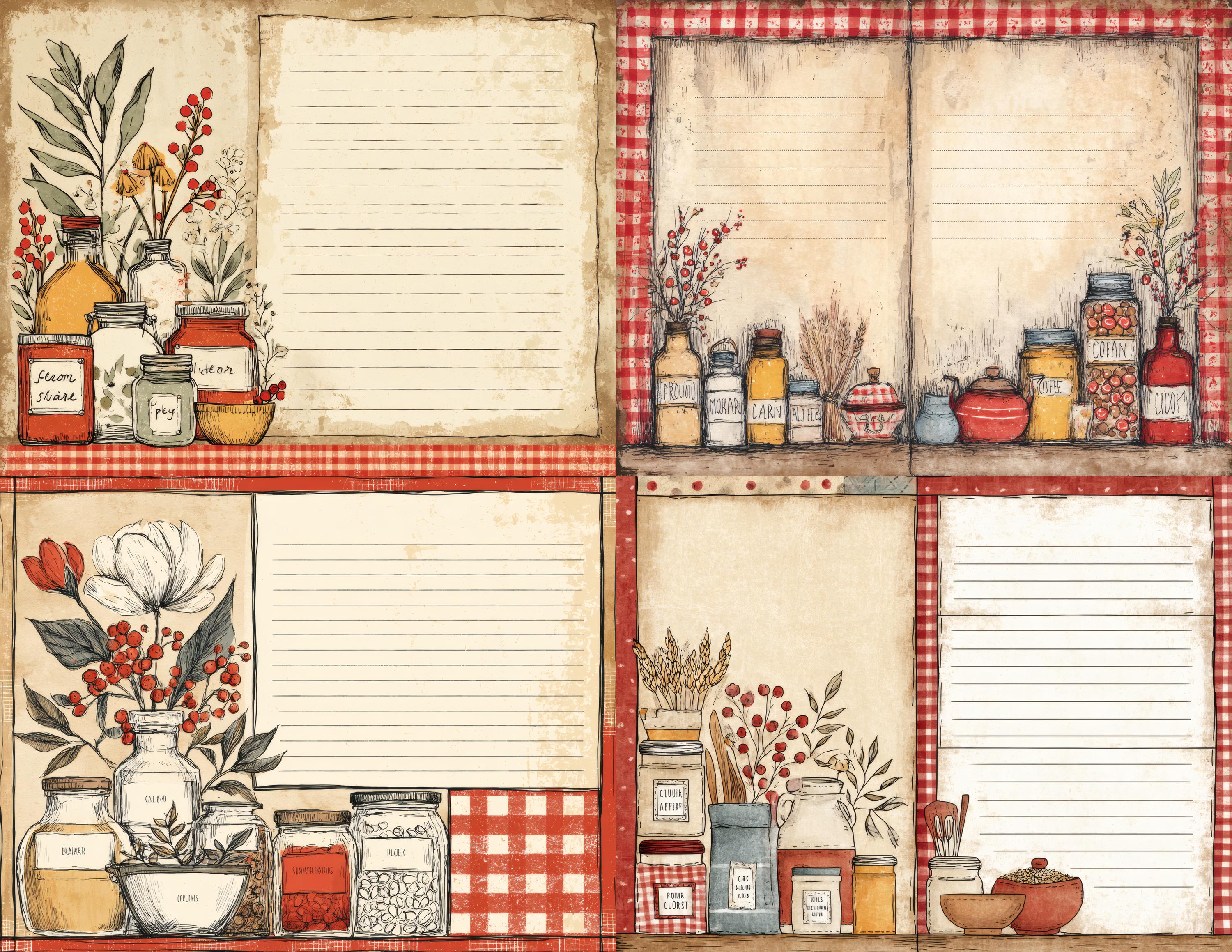 Rustic Pantry Junk Journal Page With Illustrated Labels Flour Sugar ...