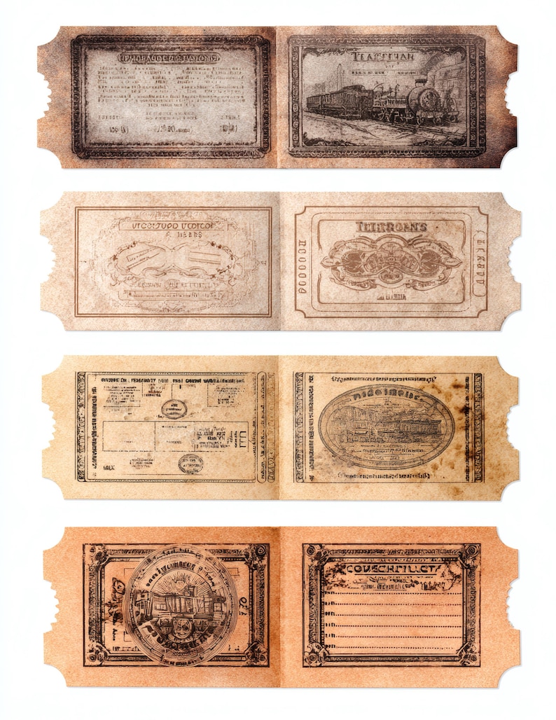 Vintage Train Ticket Stubs Ephemera, Railway Tickets Collage Sheet ...