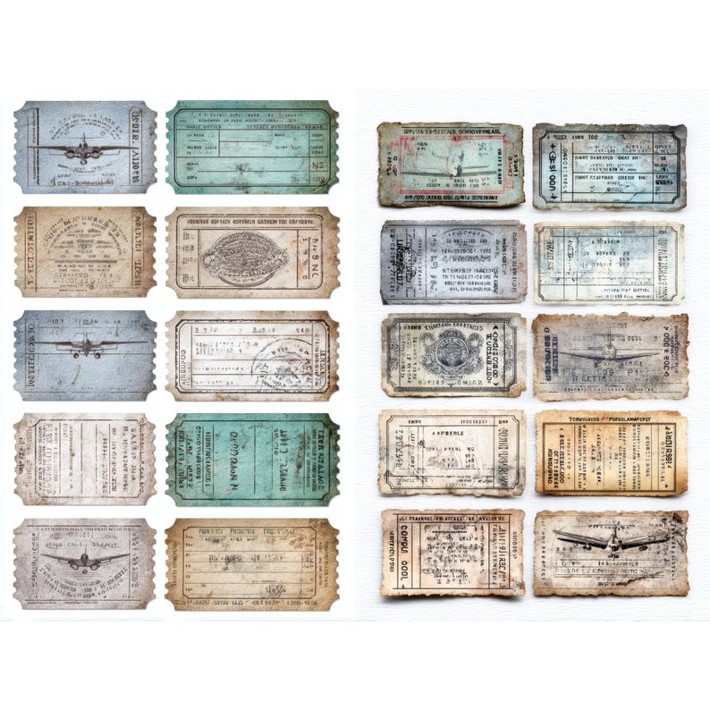 Vintage Train Ticket Stubs Printable Ephemera Set Brown Sepia Ivory ...