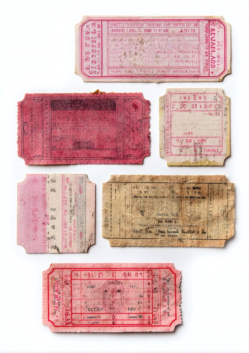 Vintage Valentine Ticket Stubs Printable, Romantic Coupon Style Tickets ...