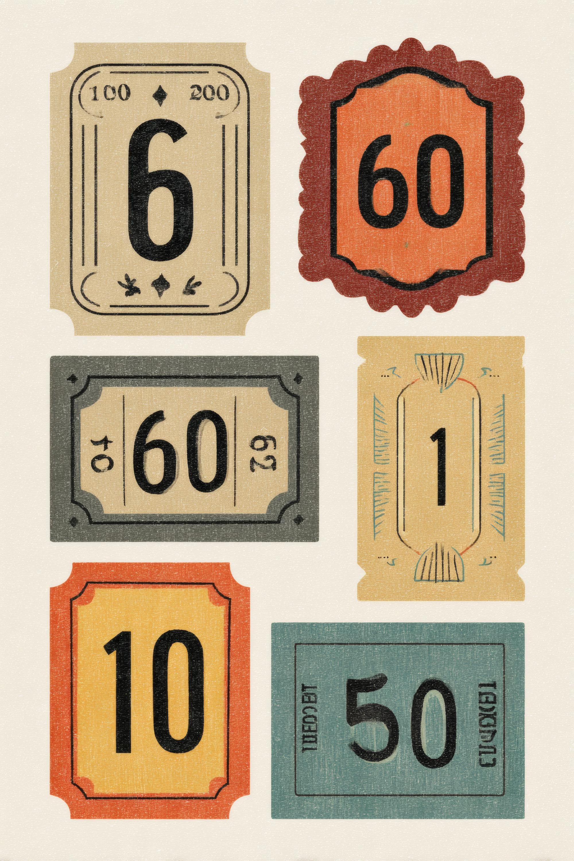 Vintage Circus Ticket Collage Sheet Retro Ephemera Bold Numbered ...