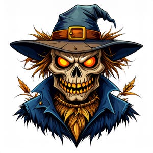Scary Scarecrow Face Clipart Creepy Halloween Straw Man Horror Pumpkin ...