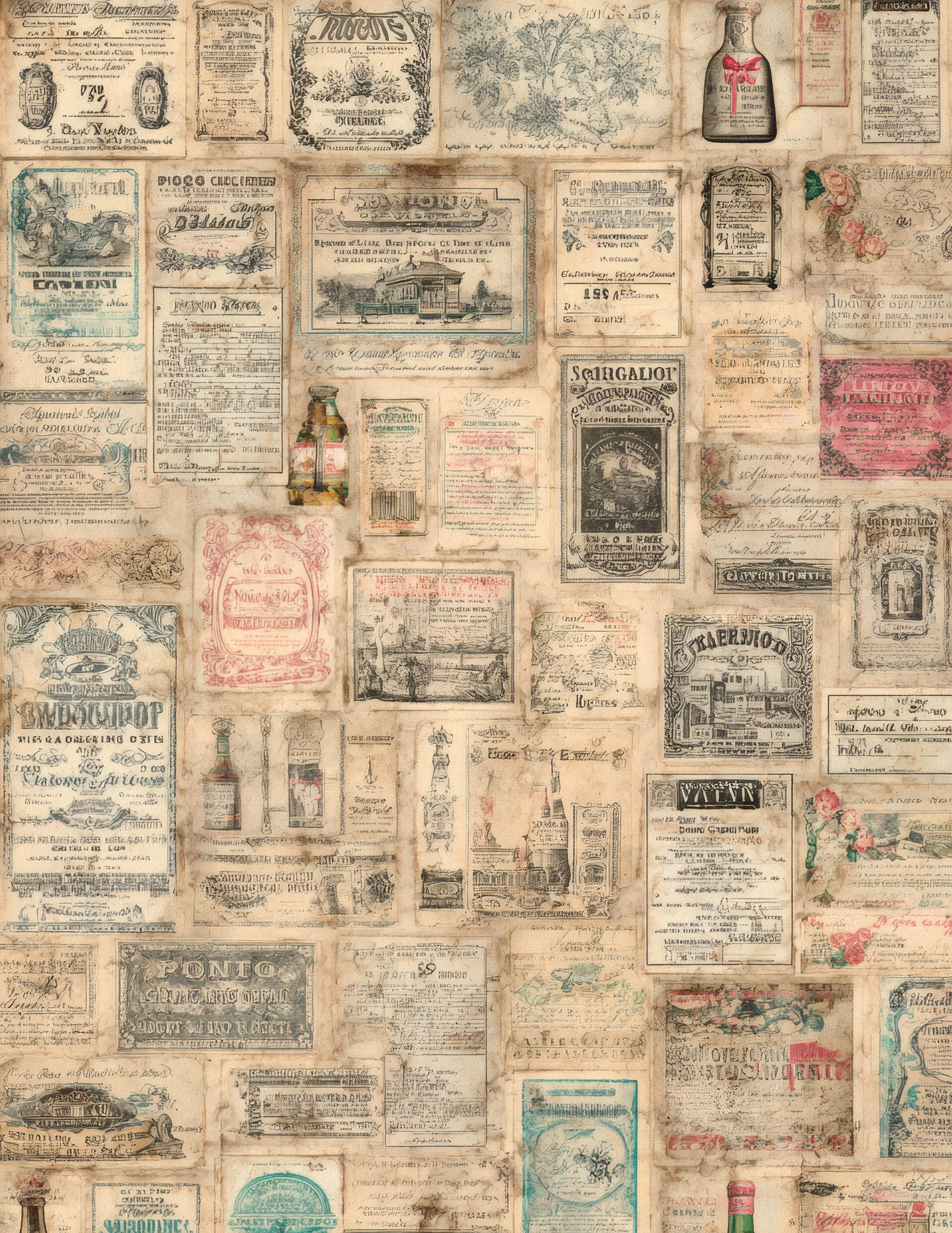 Vintage Library & Catalog Card Ephemera Printable, Aged Paper Collage ...