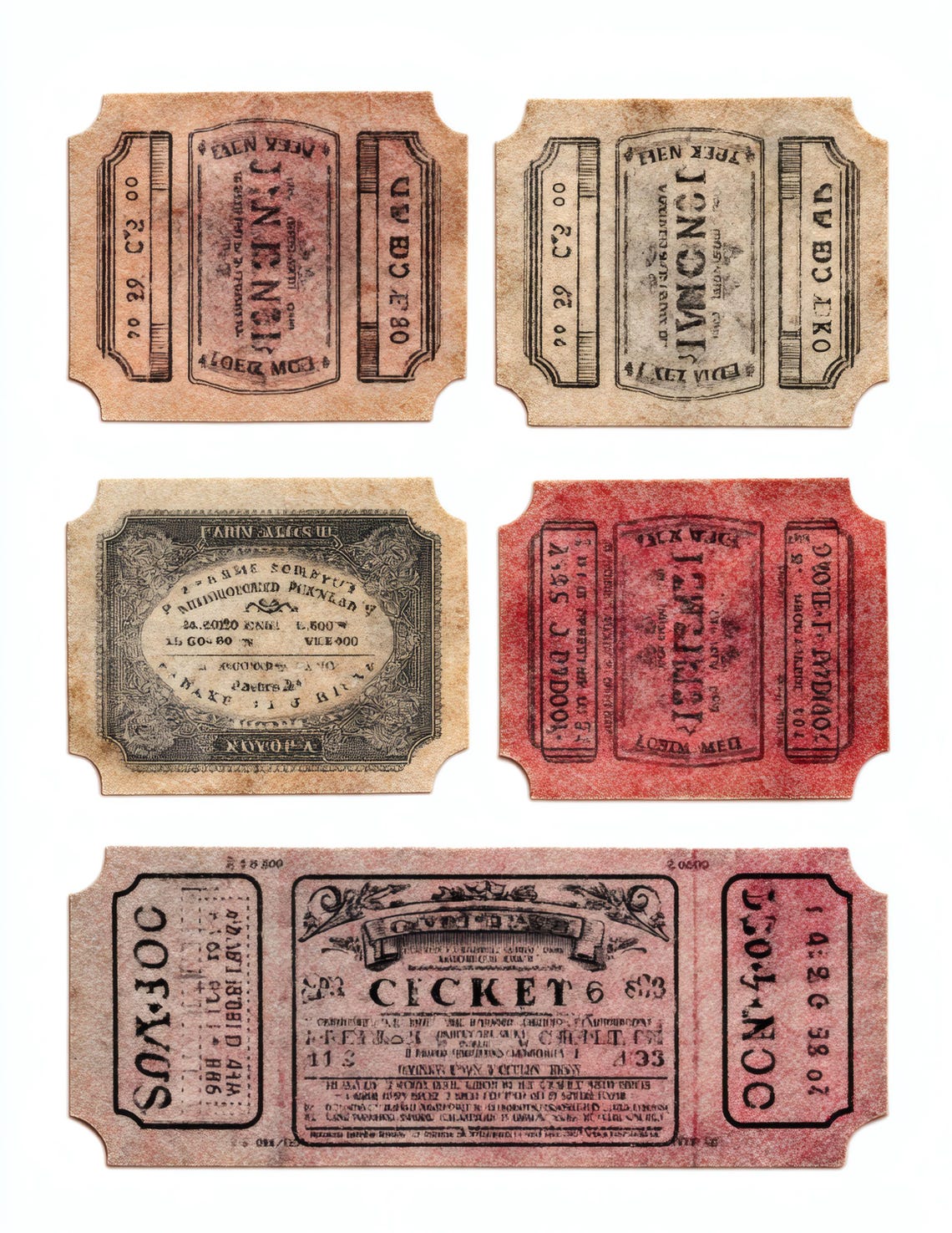 Cinema Ticket Ephemera, Retro Movie Theatre Stubs for Junk Journals ...