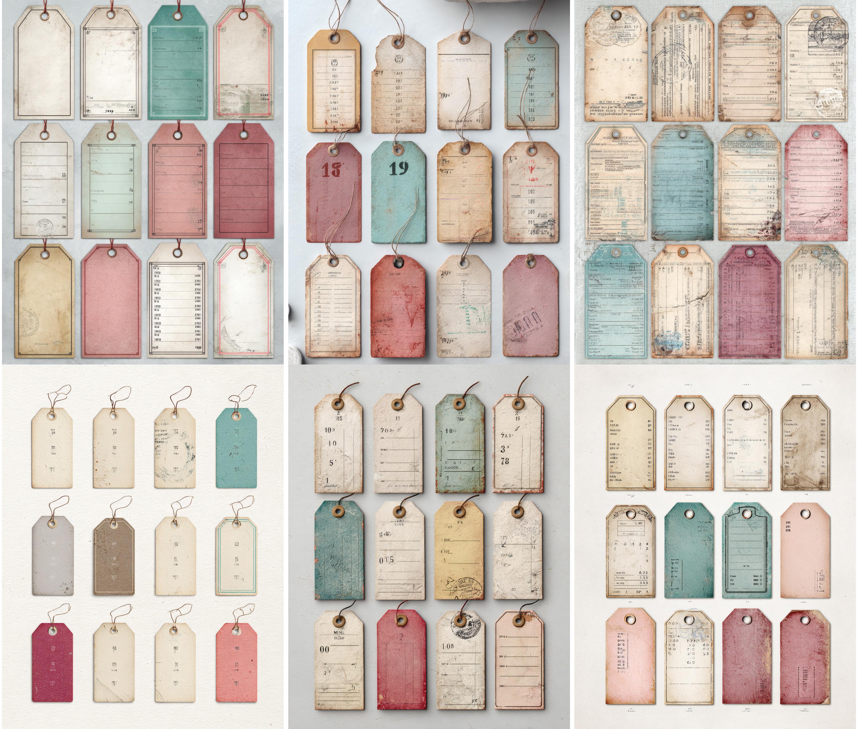 Vintage Price Tag Ephemera Printable, Antique Tag Collage Sheet, Junk ...