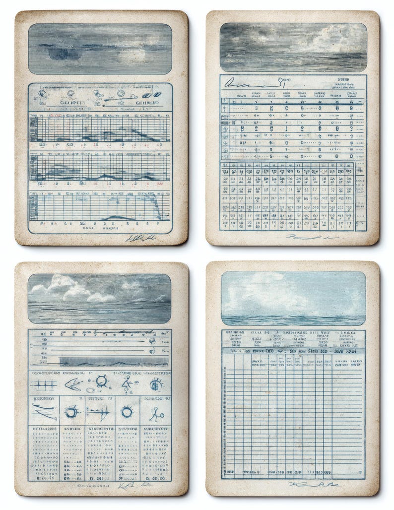 Retro Weather Record Cards Printable, Meteorology Ephemera Labels ...