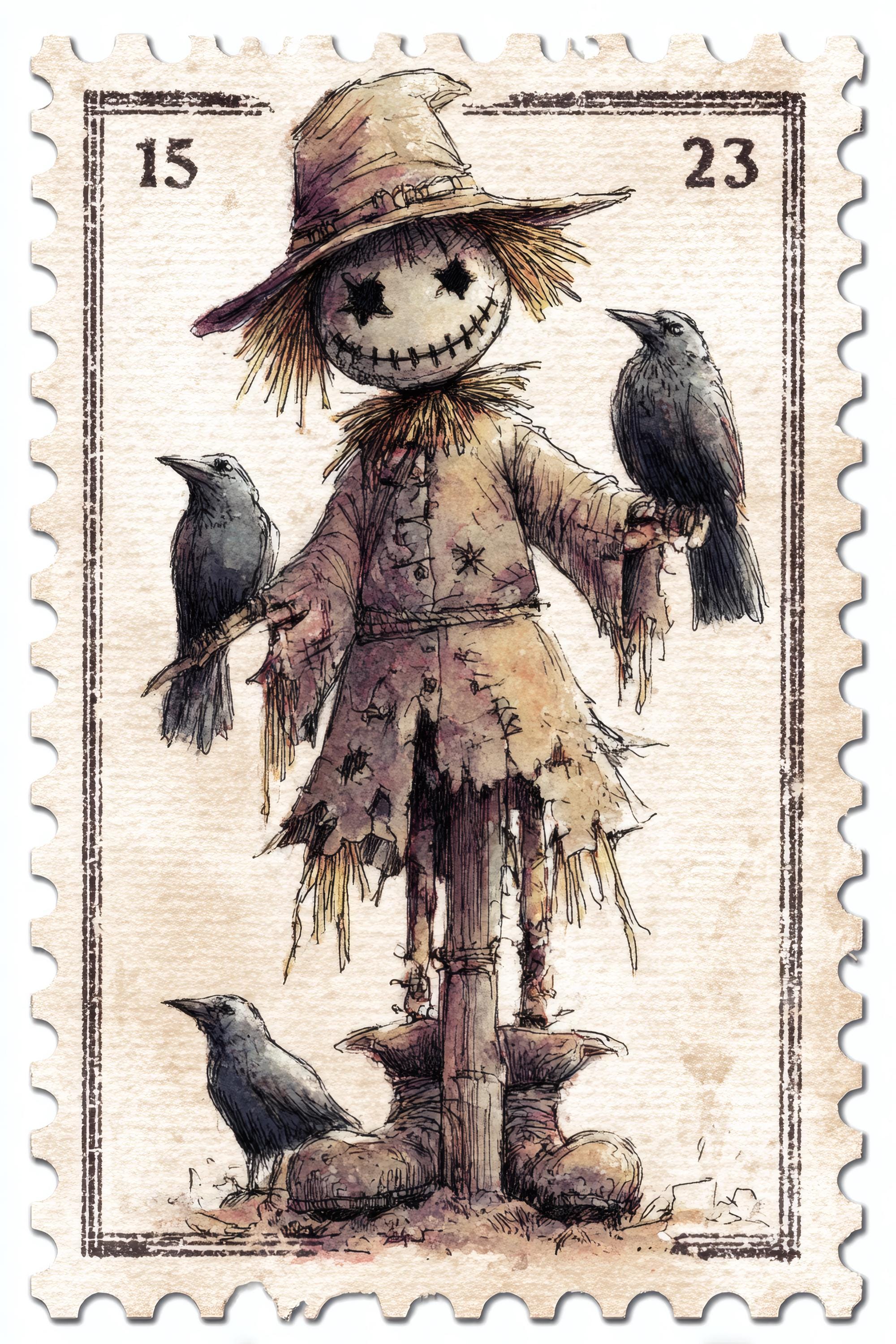 Halloween Postage Stamp Clipart Bundle Vintage Spooky Ephemera Ghost ...