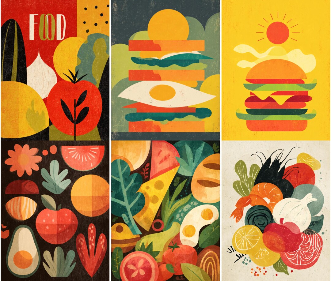 Vintage Food Poster Junk Journal Pages, Retro Kitchen Paper, Old Cafe ...