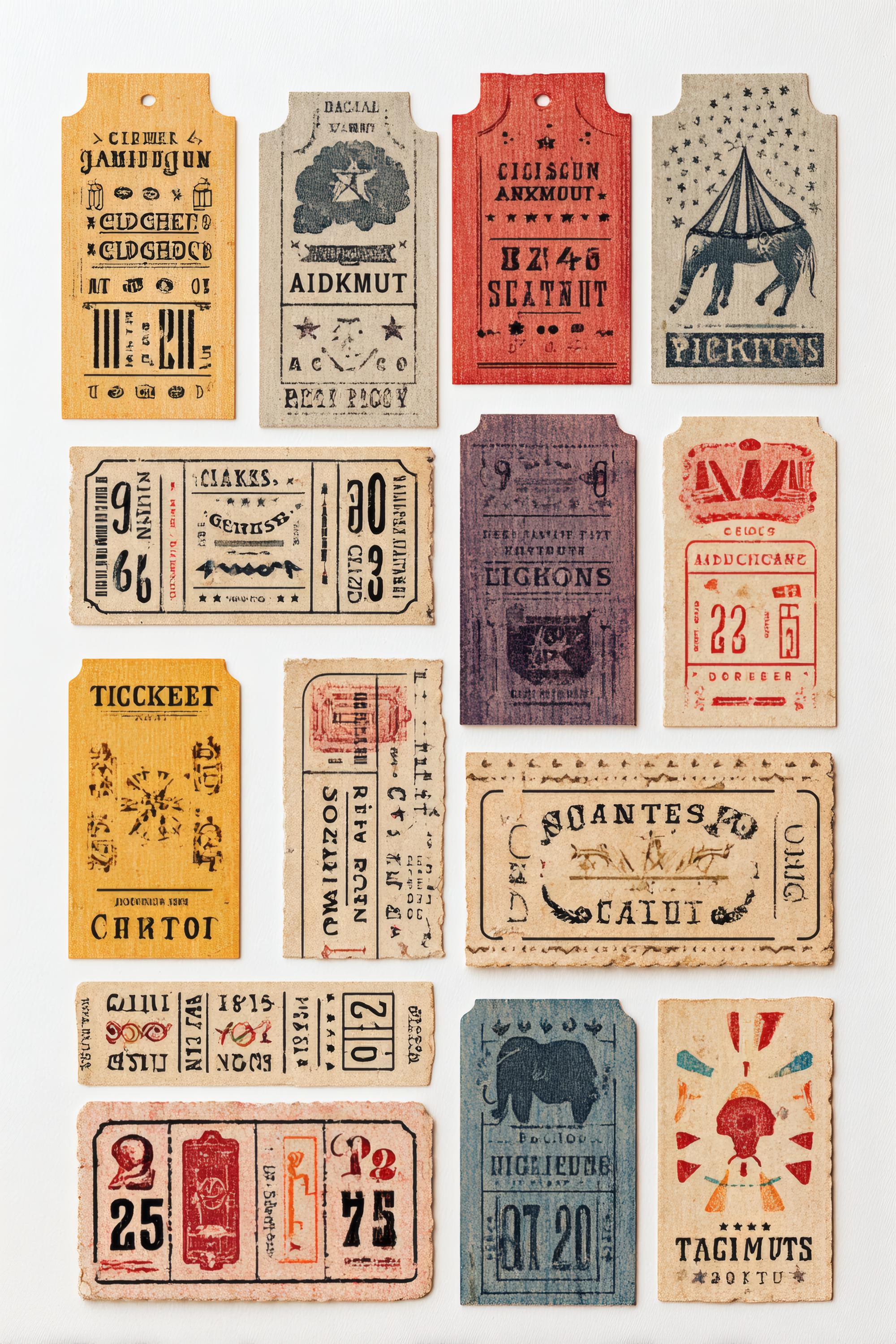 Printable Circus Ticket Collage Sheet Vintage Entry Passes Ephemera ...