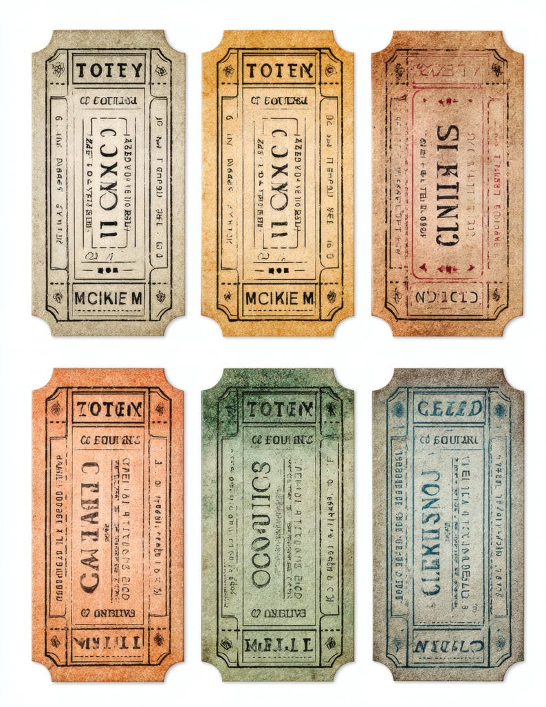 Vintage County Fair Ticket Ephemera Printable, Retro Festival Tickets ...