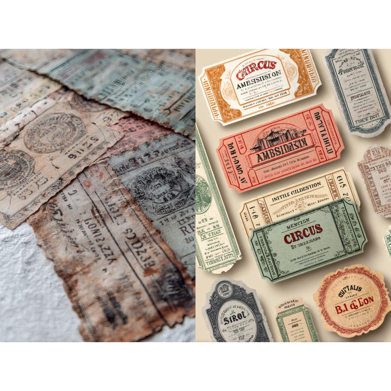 Printable Vintage Raffle Tickets Collage Sheet With Price Stubs and ...