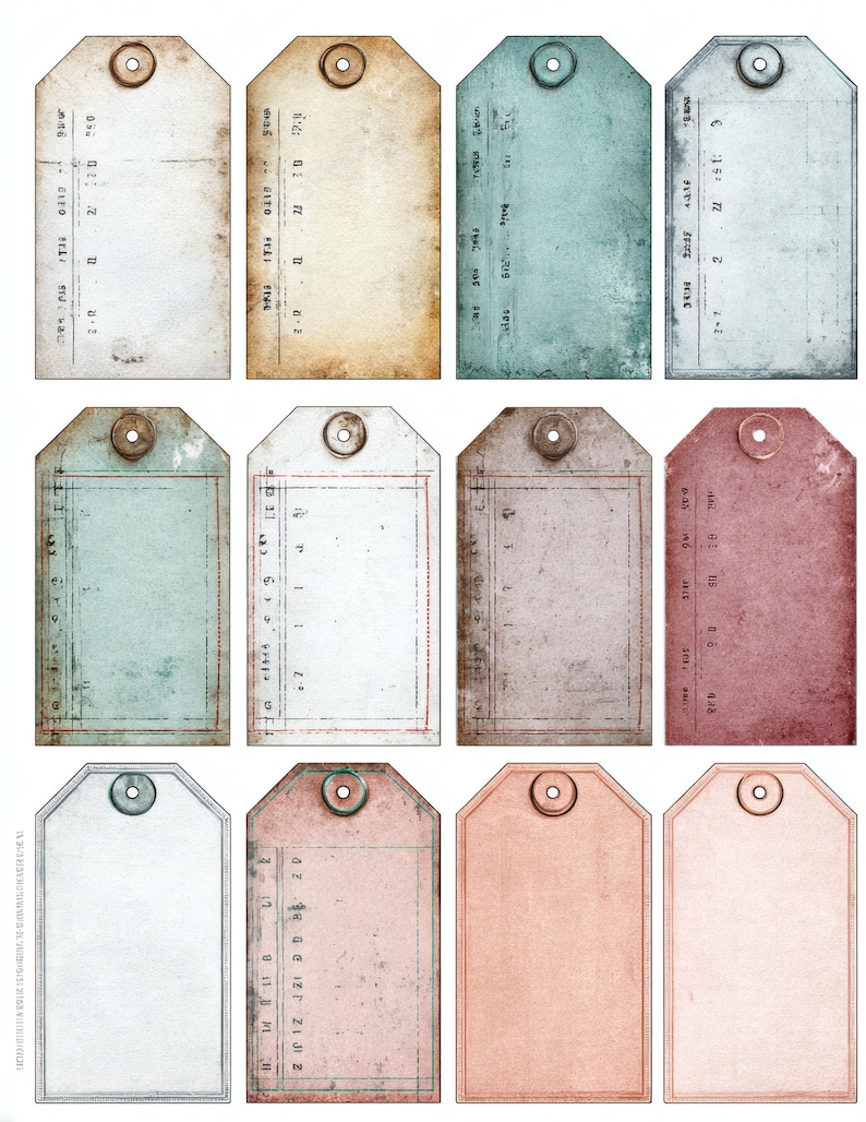 Vintage Price Tag Ephemera Printable, Antique Tag Collage Sheet, Junk ...