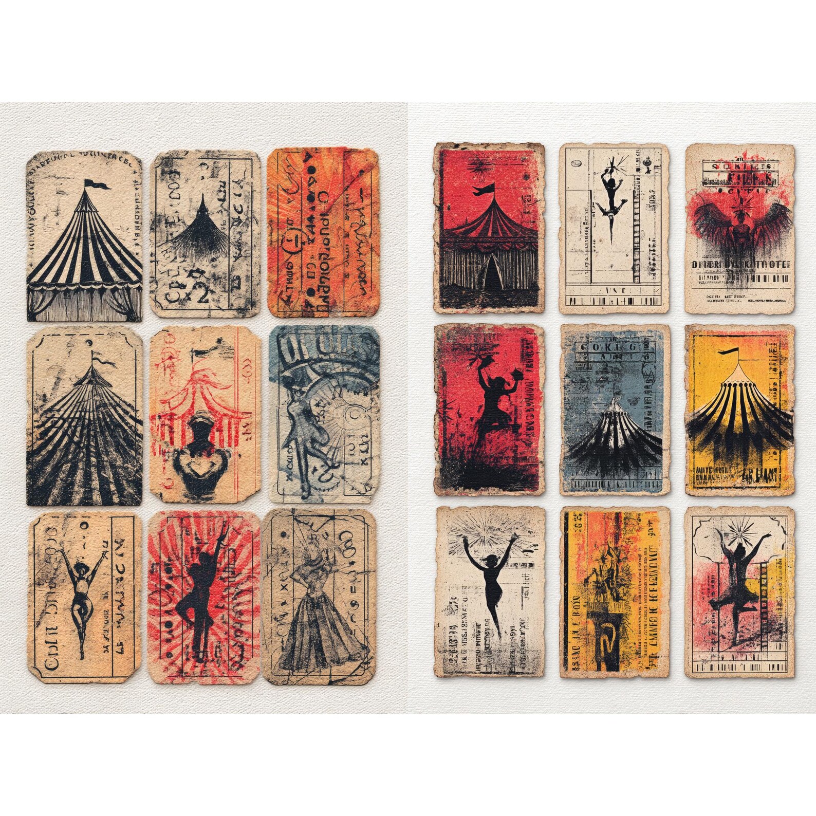 Printable Circus Ticket Collage Sheet Vintage Entry Passes Ephemera ...