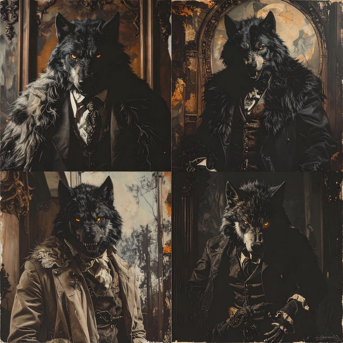 Gothic Wolf Portrait Printable for Fantasy Junk Journal Spooky Animal ...