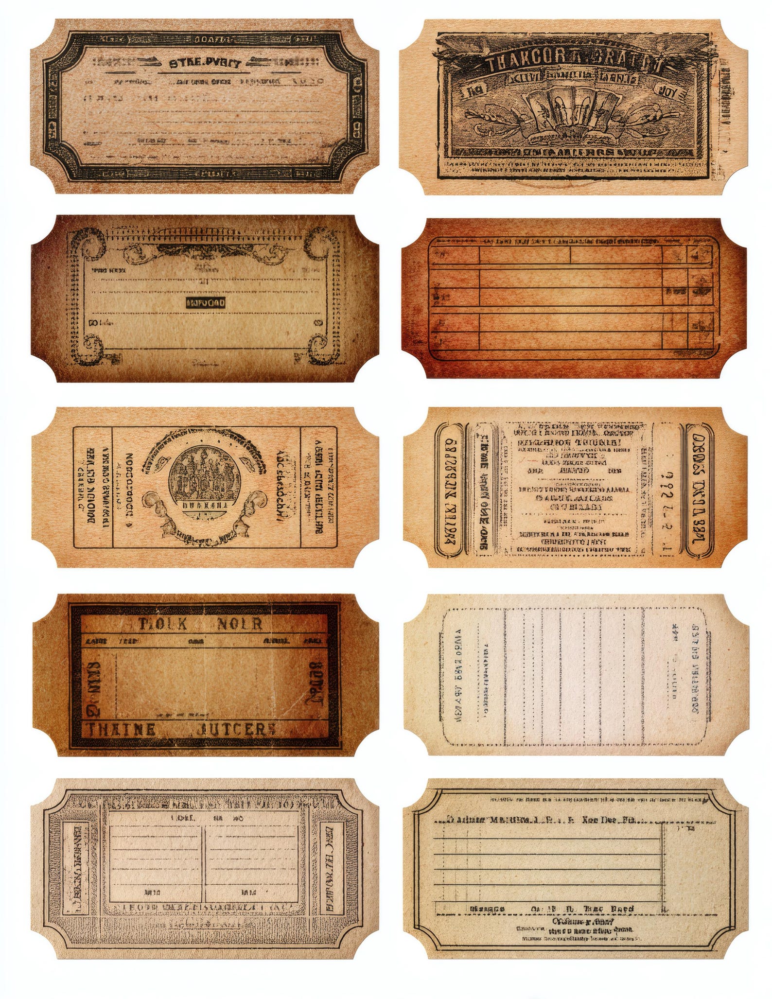 Vintage Train Ticket Stubs Ephemera, Railway Tickets Collage Sheet ...