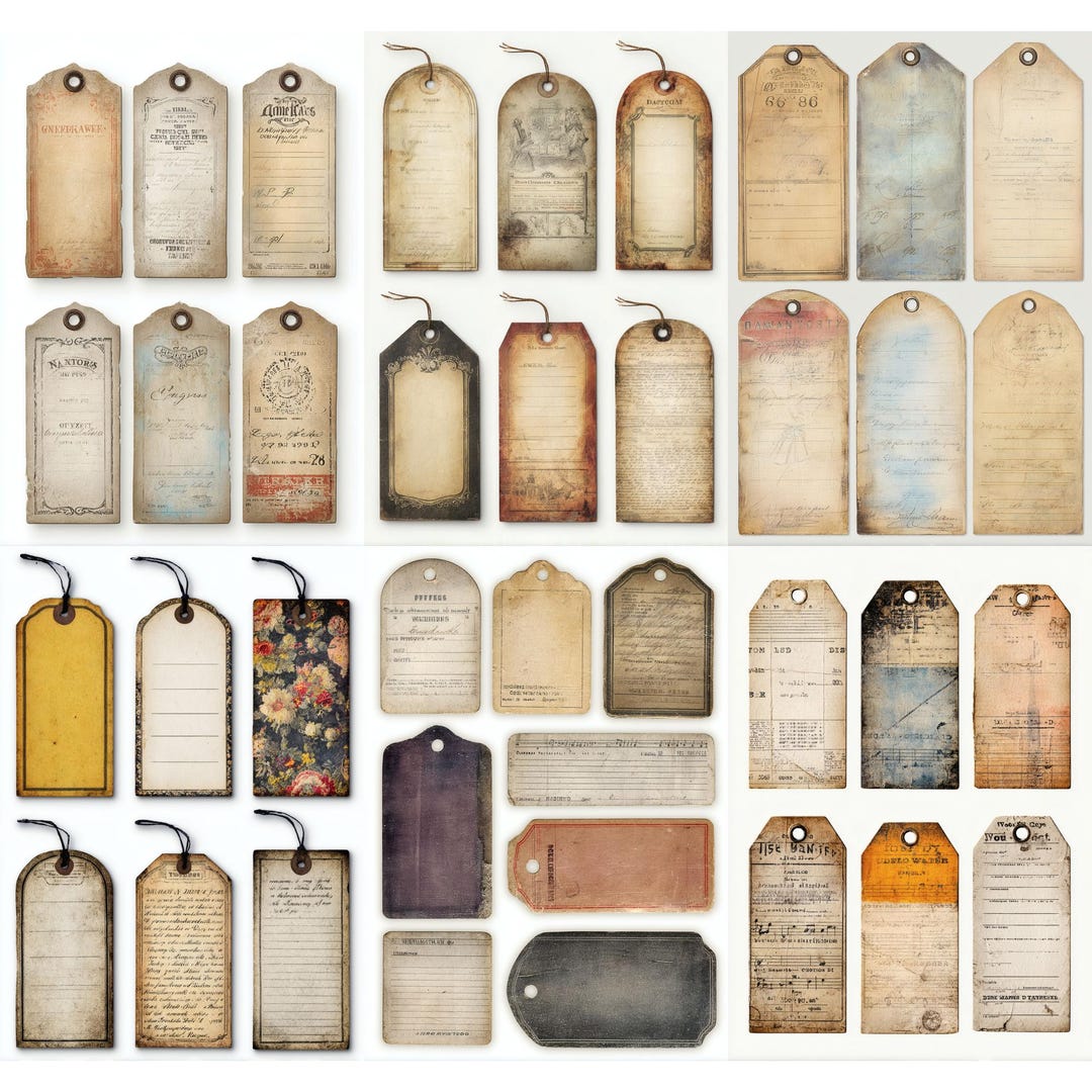 Vintage Newspaper Tags, Junk Journal Ephemera, Old Paper Tags ...