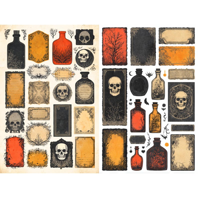 Halloween Potion Labels Printable Witchy Apothecary Tags Vintage ...