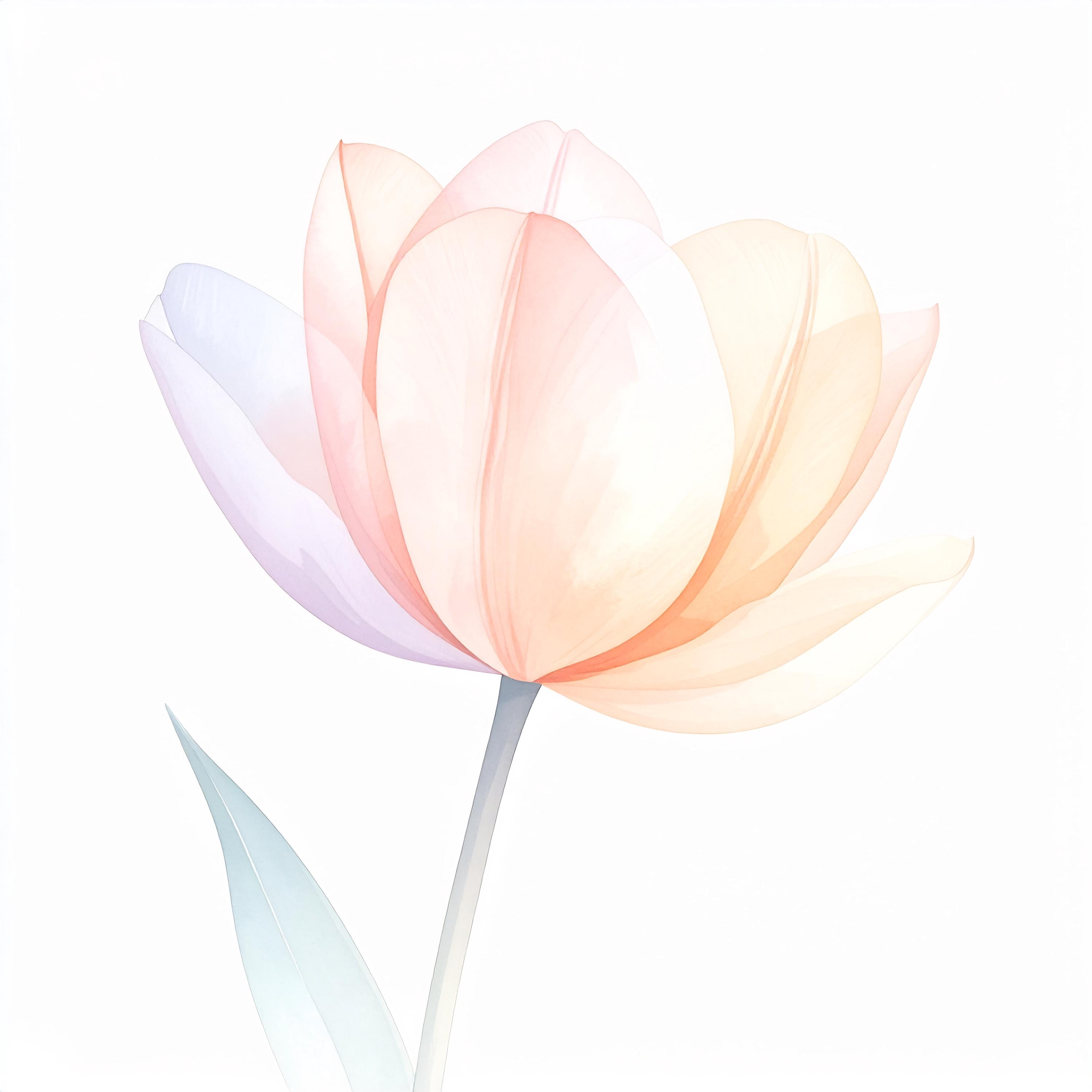 12 Pastel Tulip Flower Print With Soft Watercolor Floral Design for ...