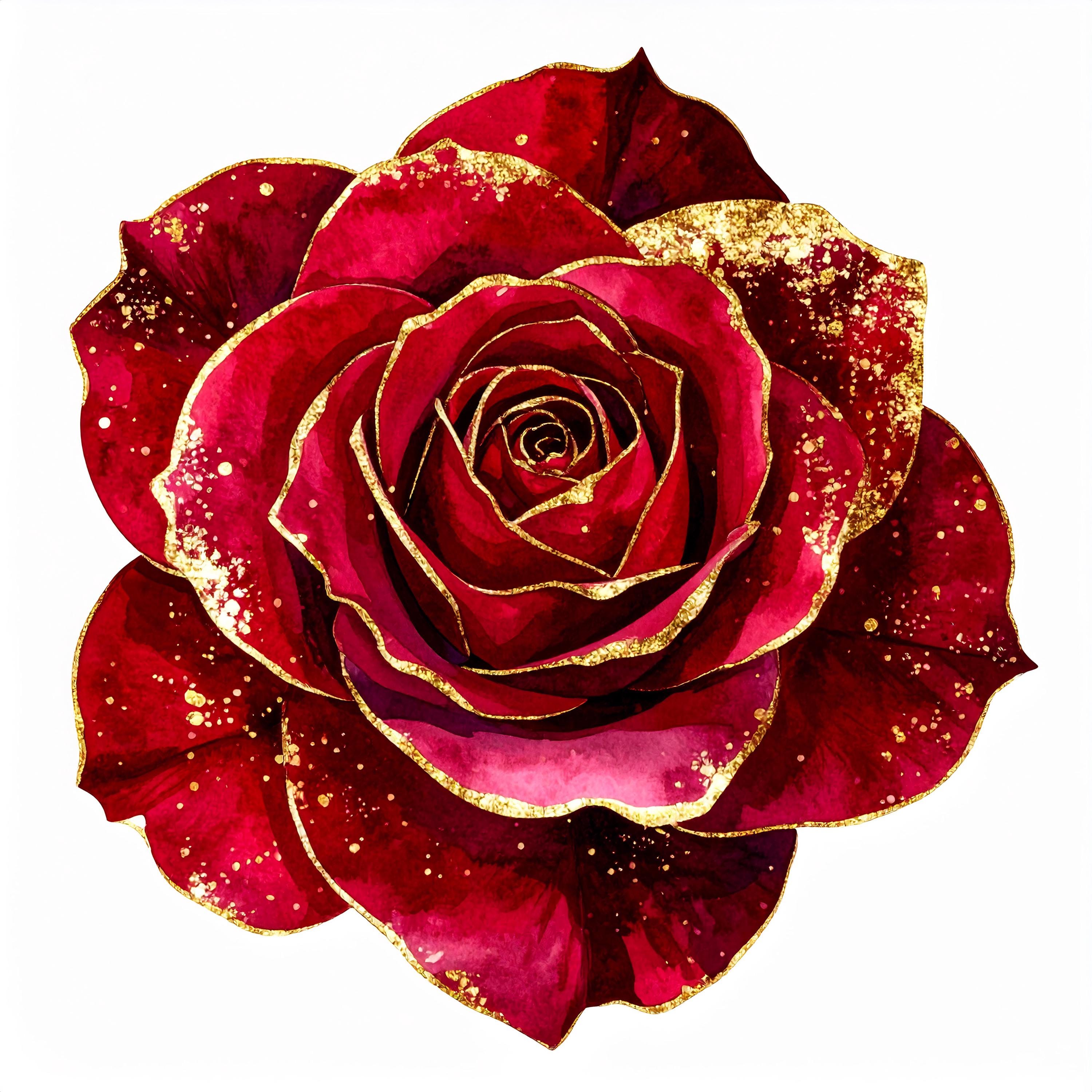 12 Watercolor Gold Rose Clipart Flower Art Luxury Botanical ...