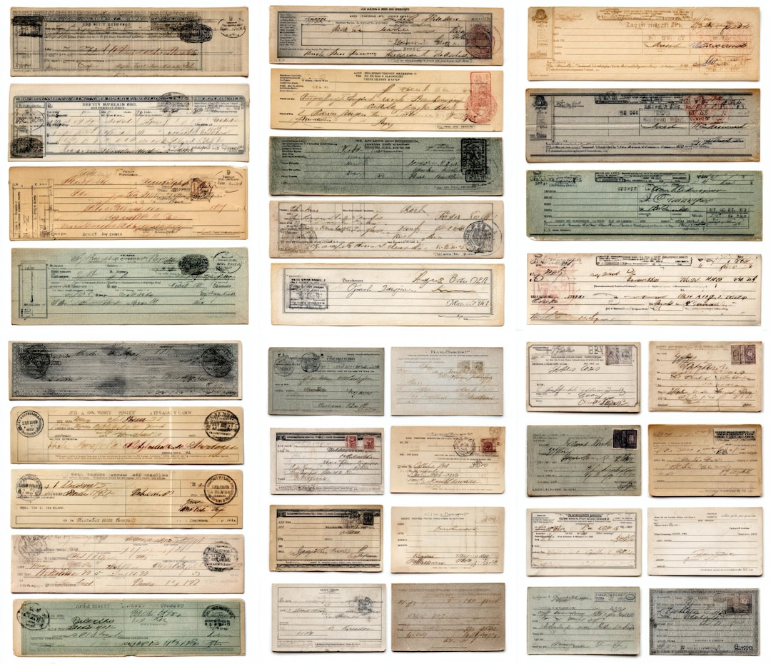 Vintage Bank Deposit Slips Printable, Banking Ephemera Labels, Fussy ...