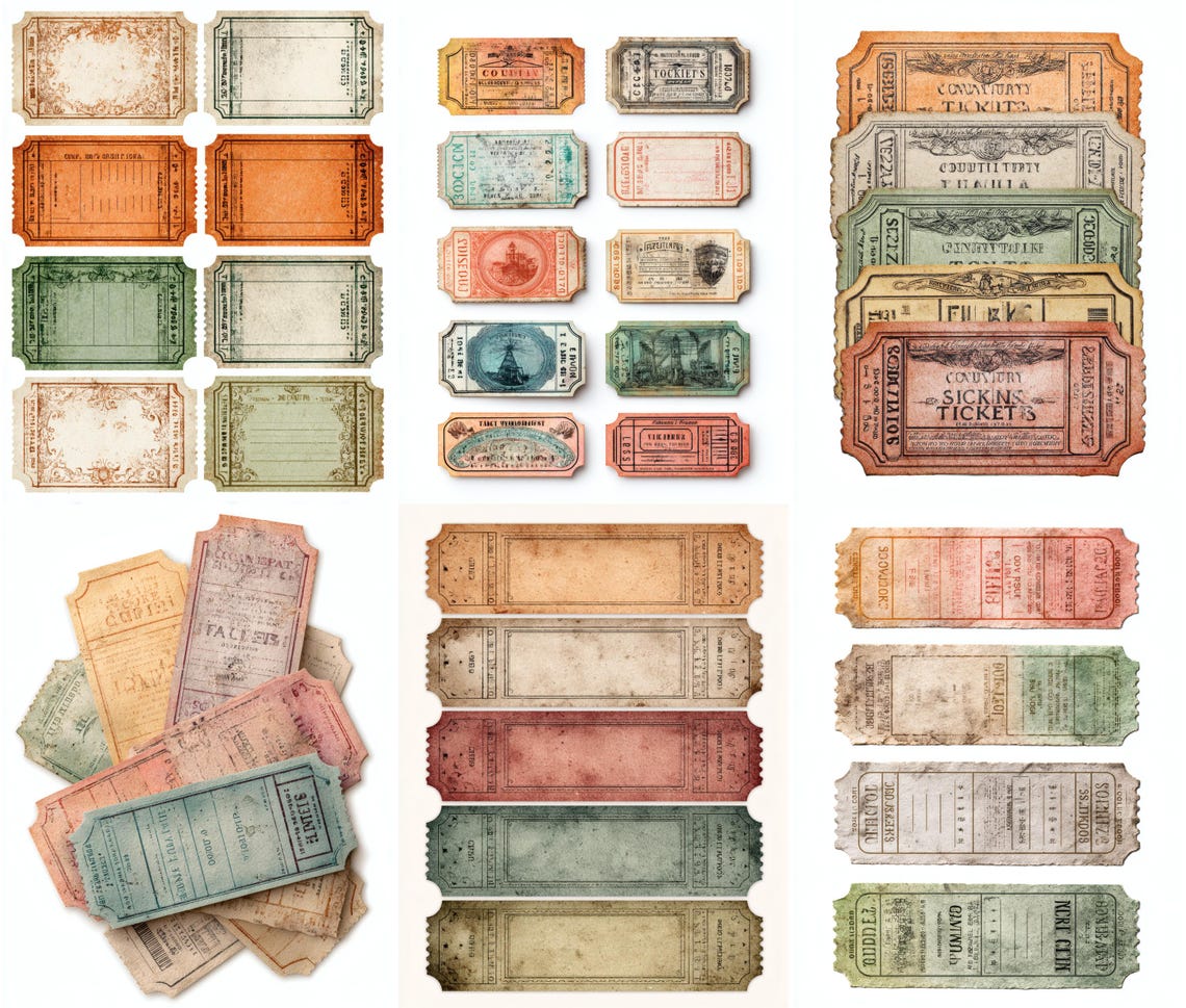 Vintage County Fair Ticket Ephemera Printable, Retro Festival Tickets ...