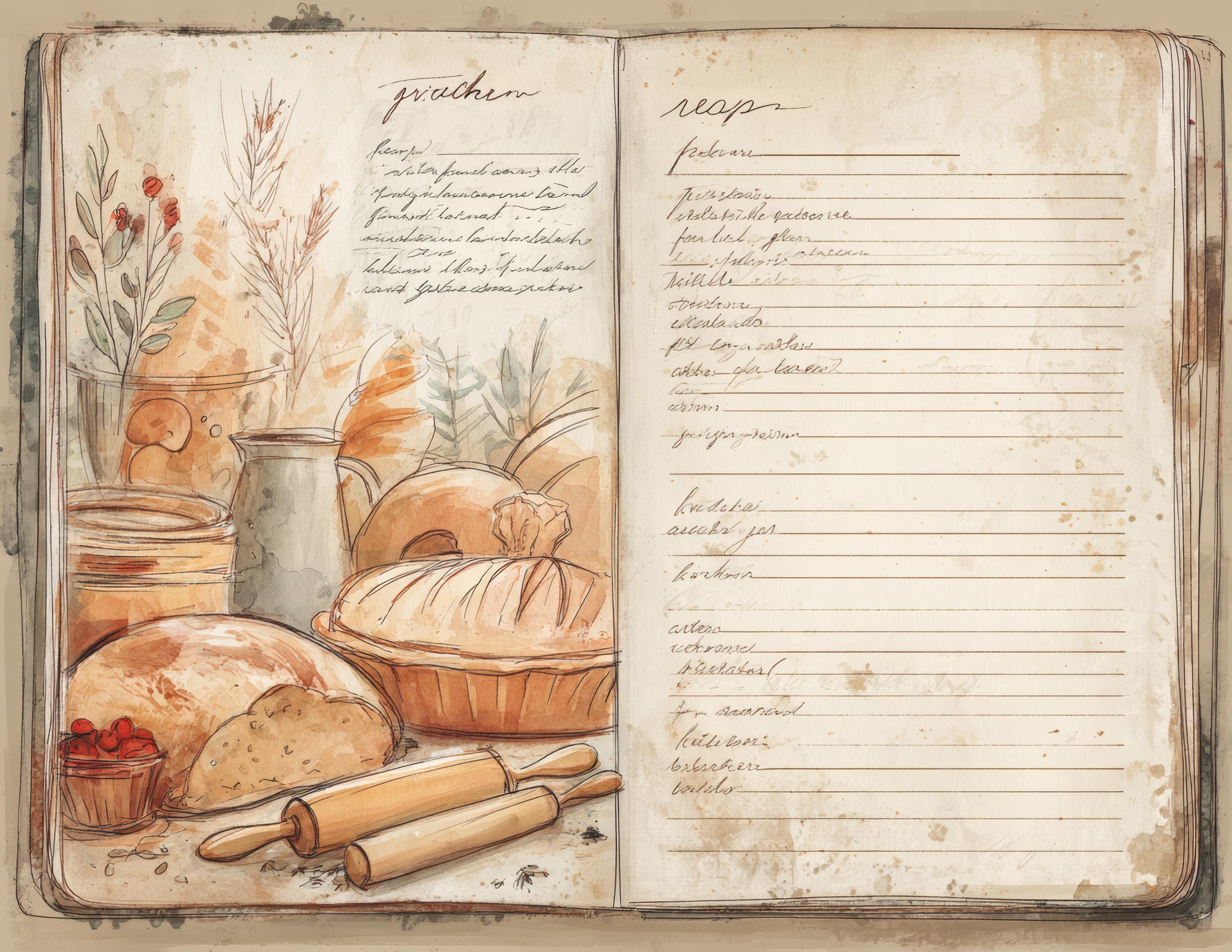 Vintage Recipe Junk Journal Kit, 12 Printable Kitchen Pages With Bread ...