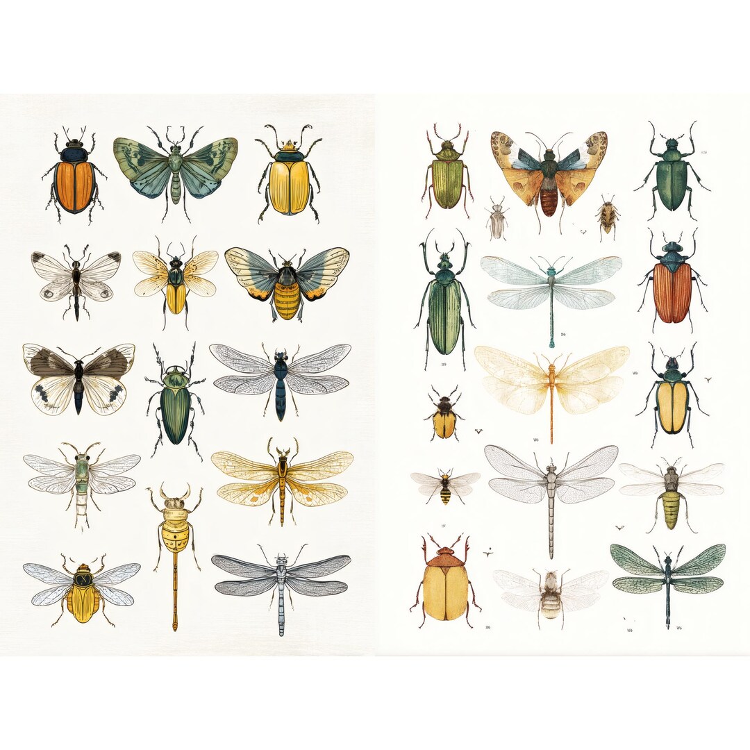 Vintage Insect Collage Sheet Printable Ephemera With Beetles Moths Bees ...