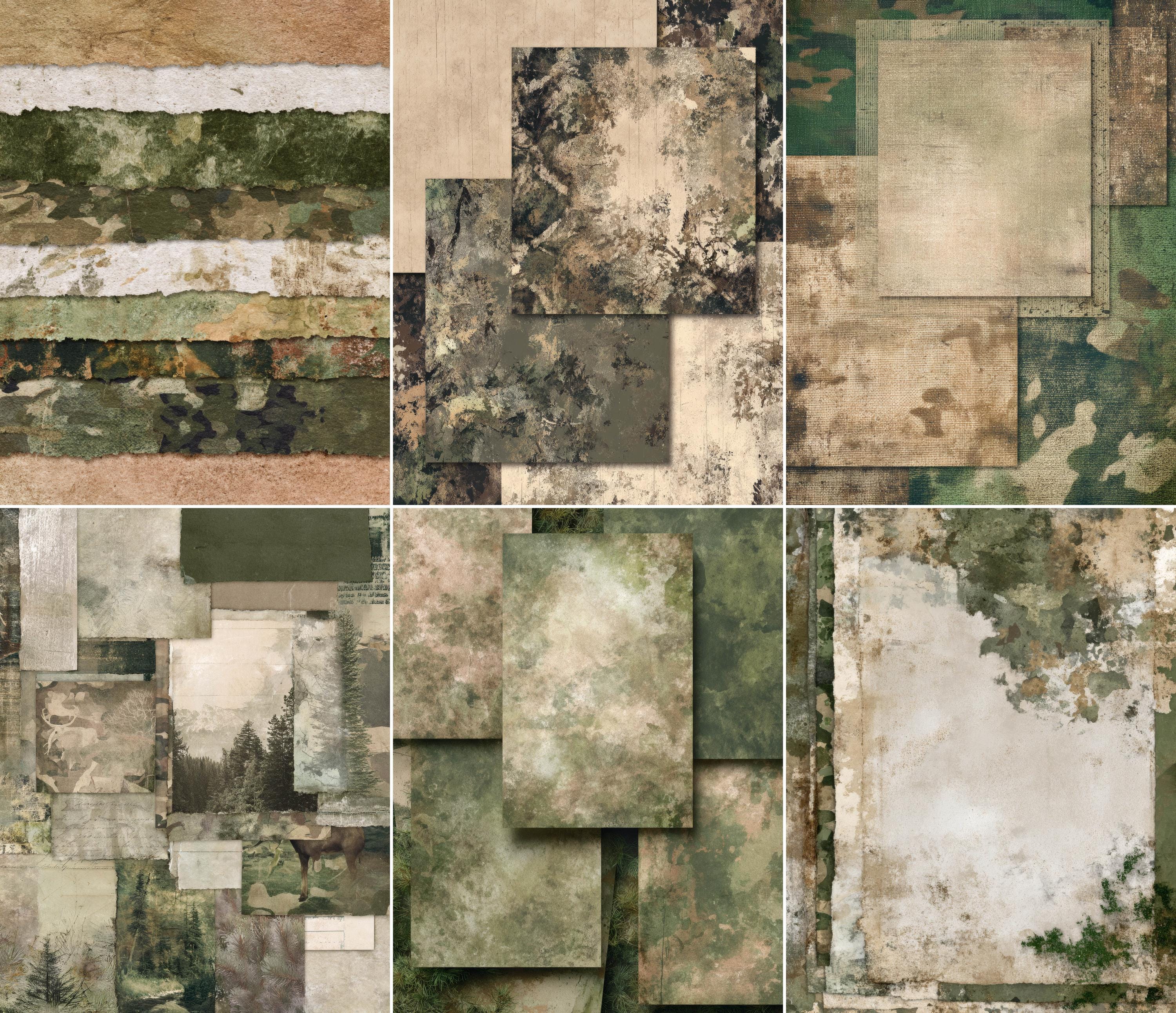 52 Woodland Camouflage Pages, Camo Junk Journal Pages, Forest Green ...