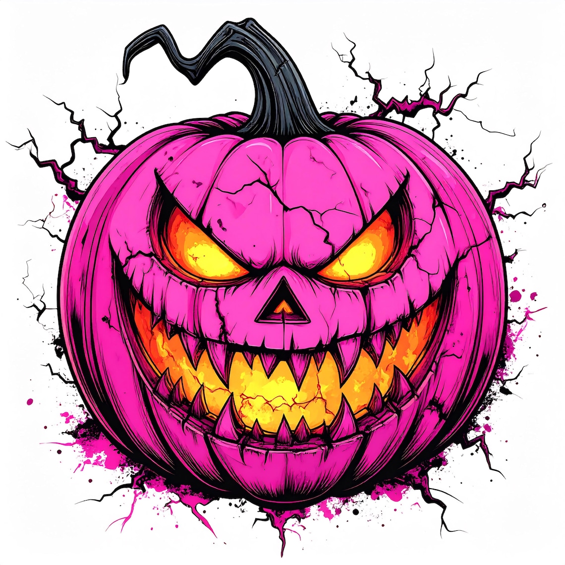 Monster Pumpkin Clipart With Glowing Eyes and Mouth Creepy Horror ...