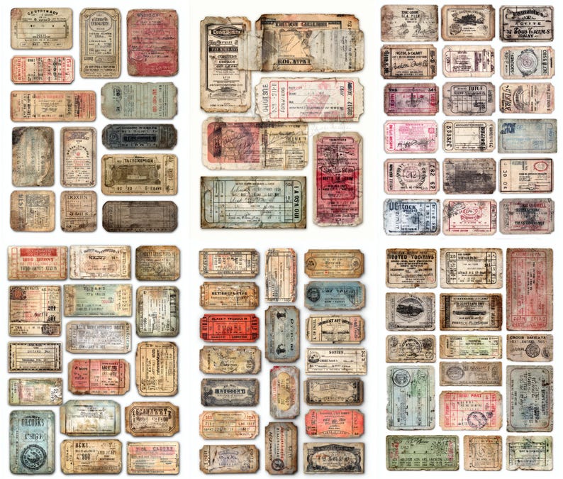 Ticket Ephemera for Junk Journals, Printable Collage Sheet of Old Bus ...