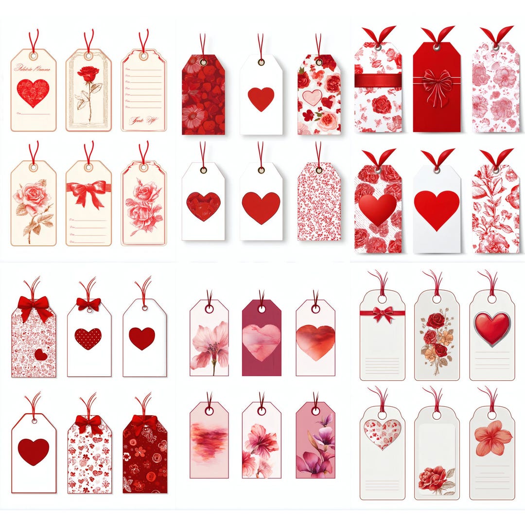 Valentine Printable Gift Tags, Love Theme Tags for Gifts, Junk Journal ...
