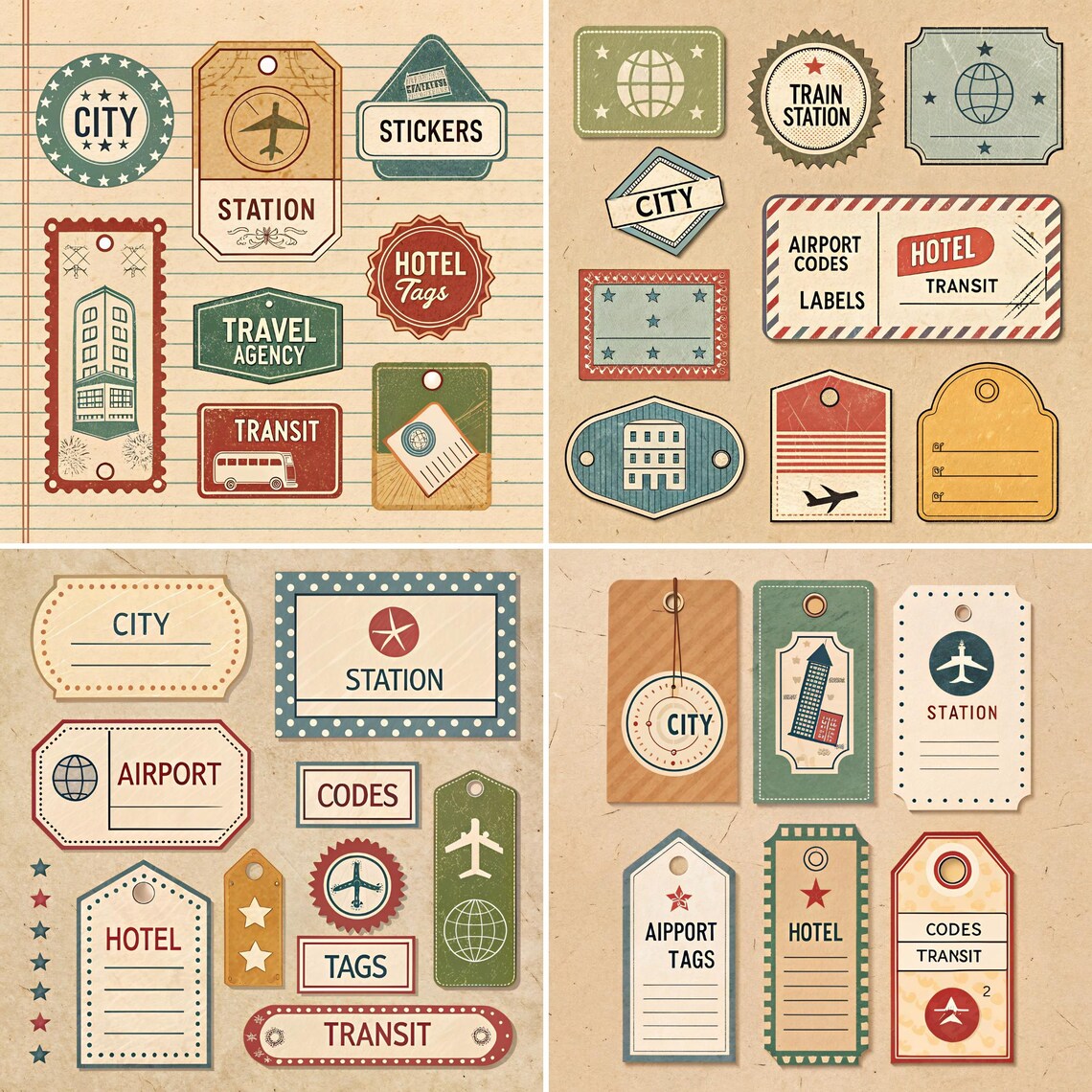 Vintage Travel Labels Printable | 90+ Retro Ephemera Stickers | Junk ...