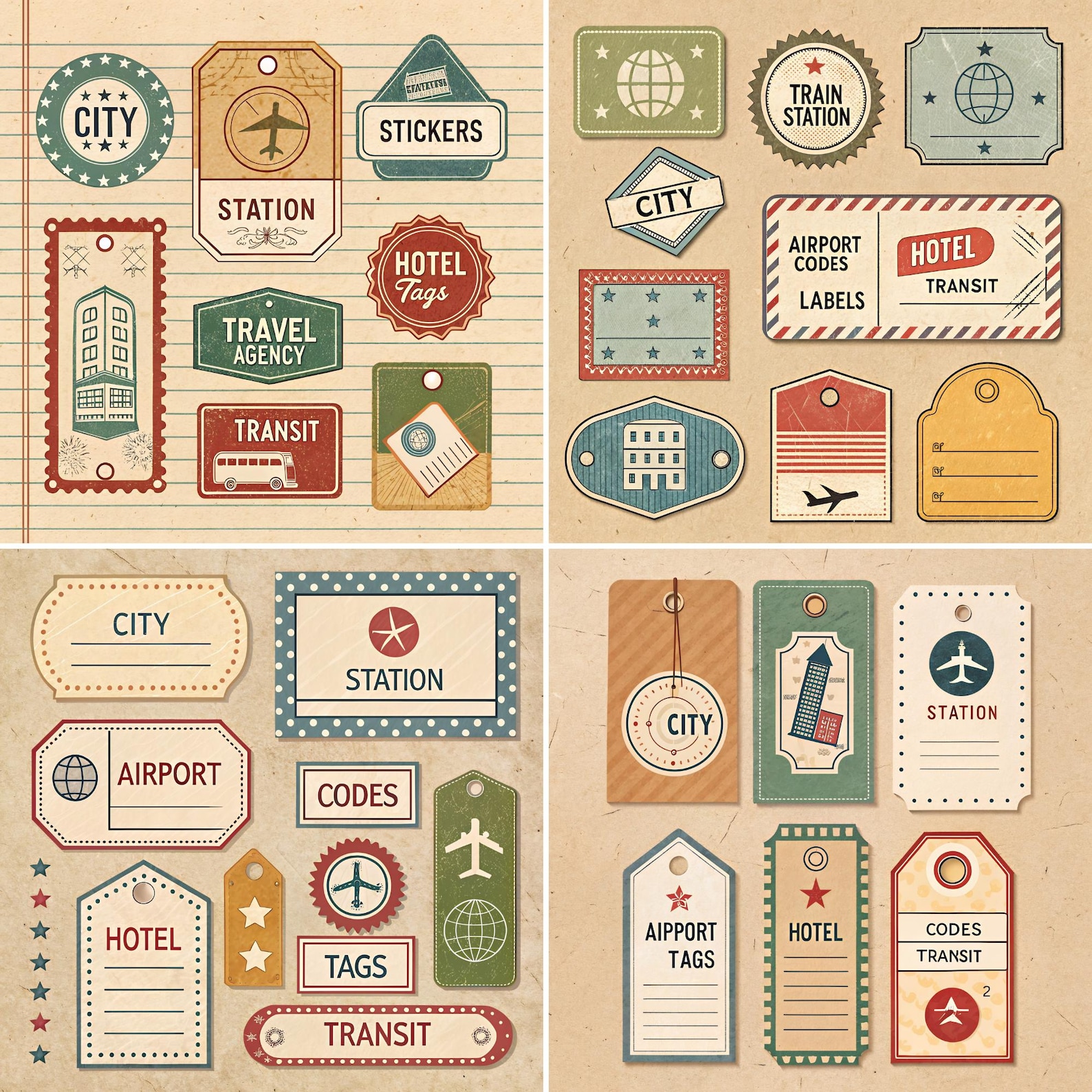 Vintage Travel Labels Printable | 90+ Retro Ephemera Stickers | Junk ...