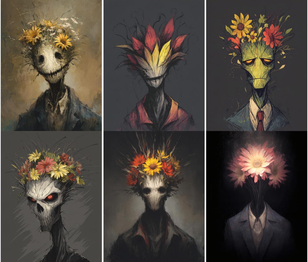 Creepy Flower Head Man Horror Pages: Gothic Junk Journal (digital ...