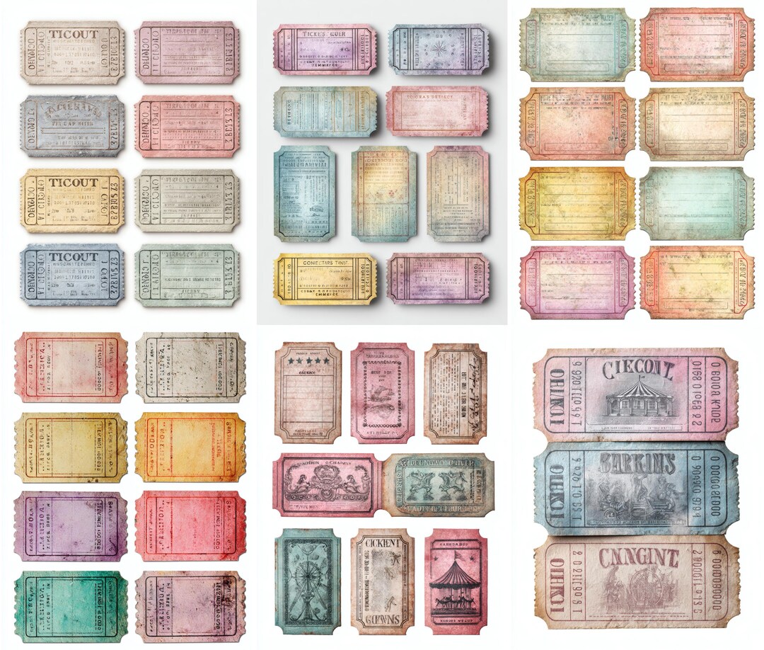 Carnival & Amusement Ride Tickets Ephemera for Junk Journals, Retro ...