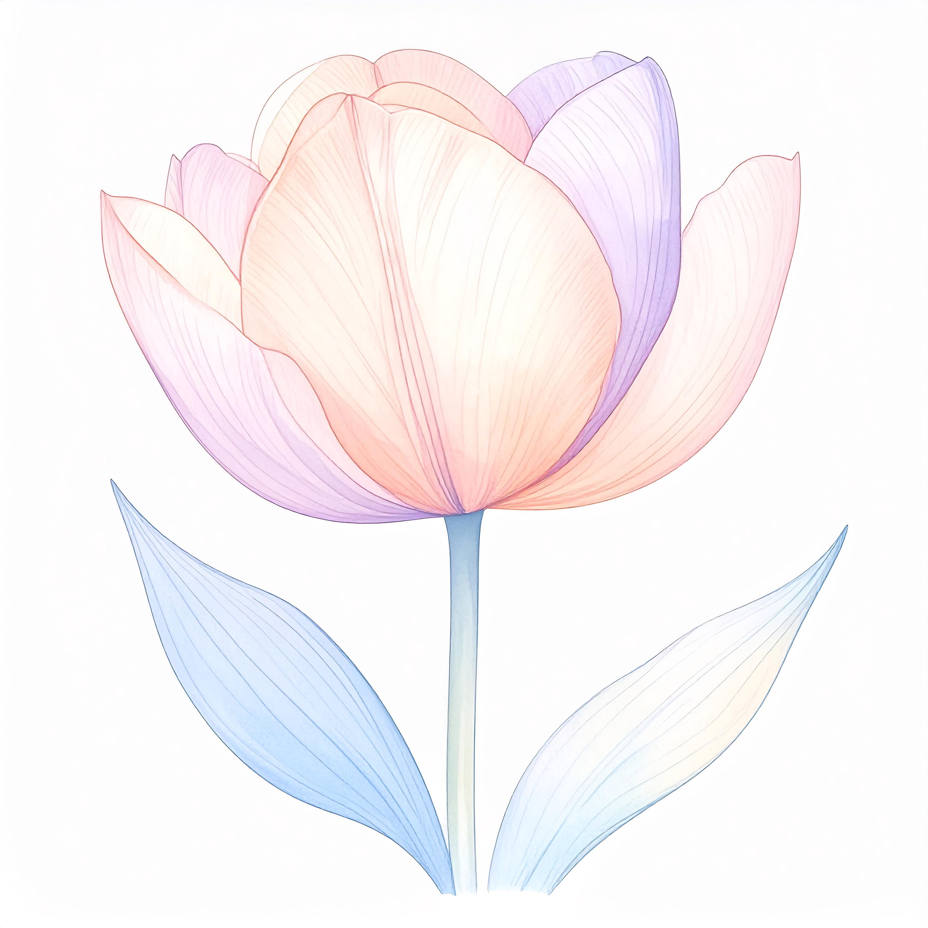 12 Pastel Tulip Flower Print With Soft Watercolor Floral Design for ...