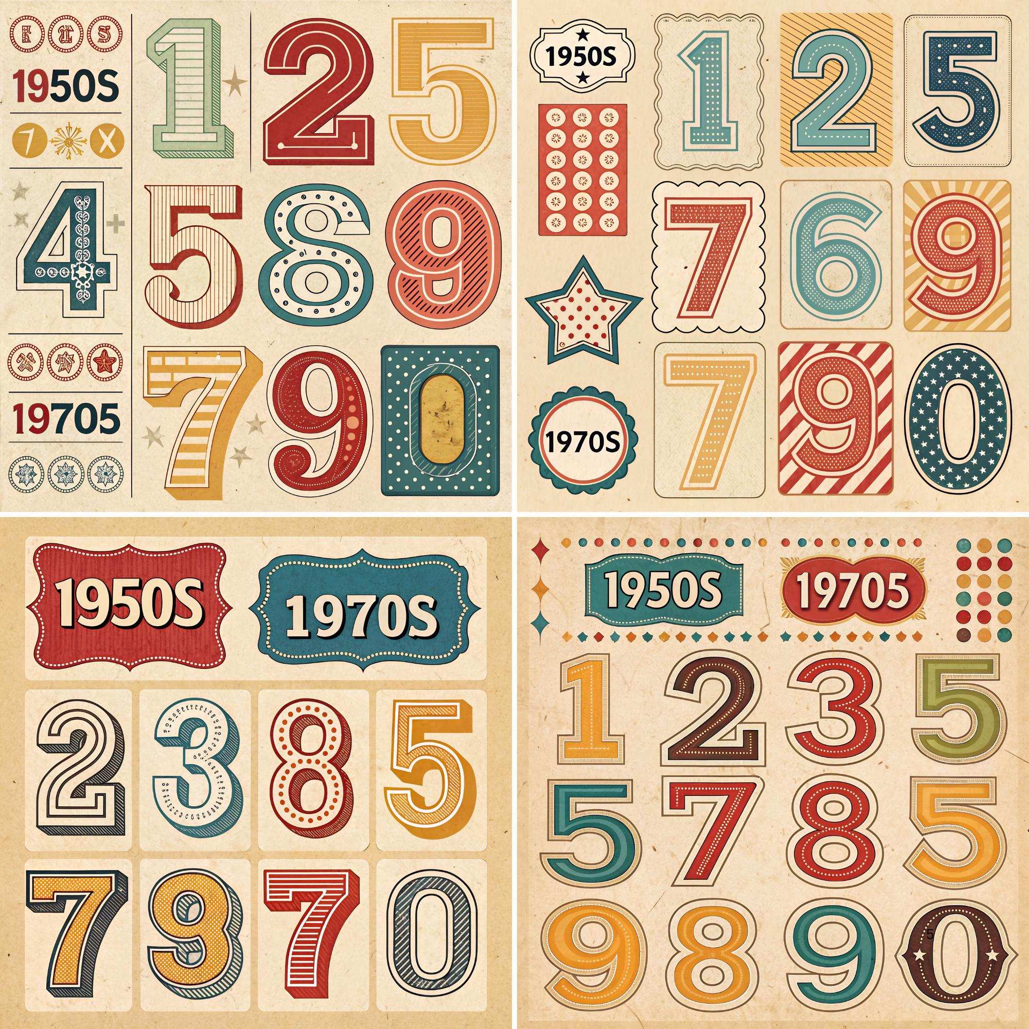 Retro Number Ephemera Printable | Vintage Bold Numbers Collage Sheets ...