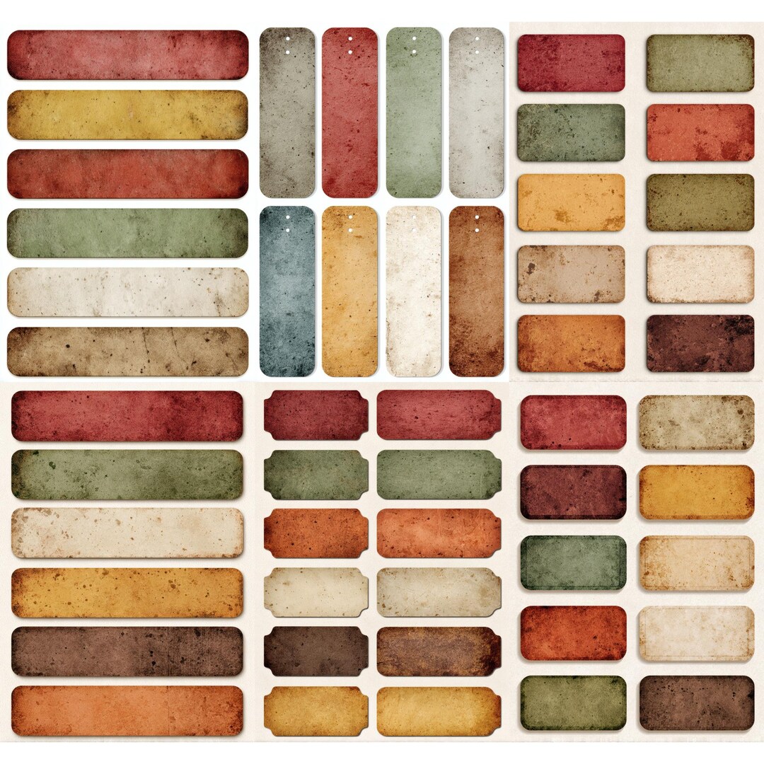 Vintage File Tab Labels Clipart, Blank Junk Journal Tabs, Printable ...