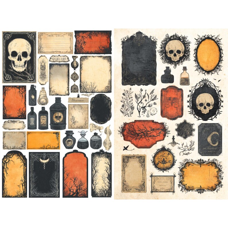 Halloween Potion Labels Printable Witchy Apothecary Tags Vintage ...